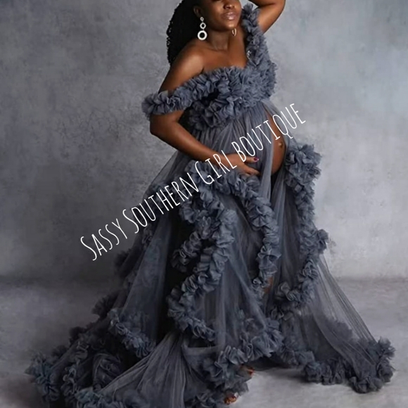 Sassy Southern Girl Boutique | Dresses | Sky Blue Tulle Ruffle Maxi ...